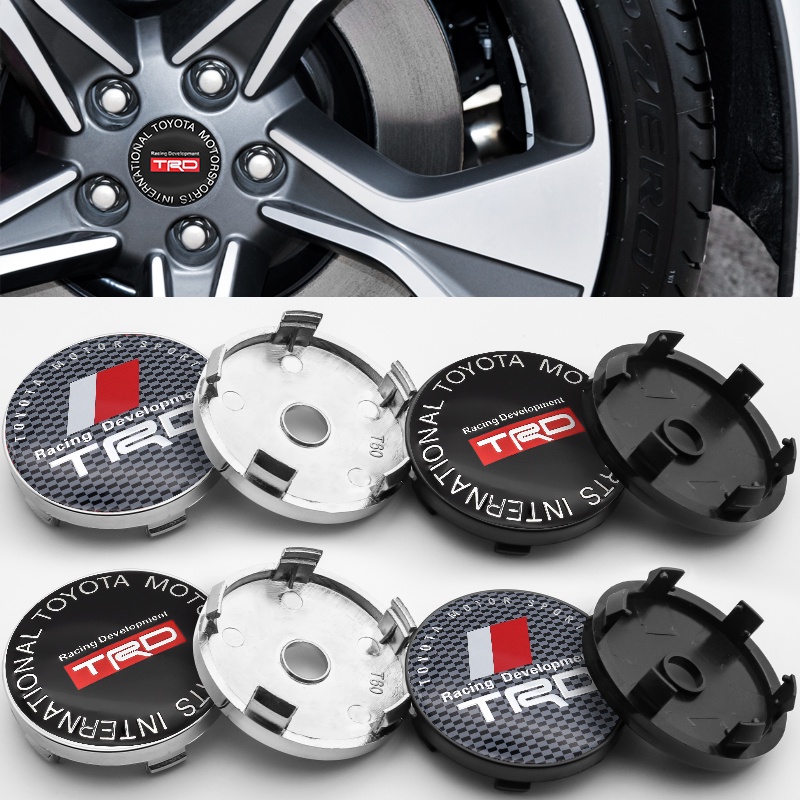 Toyota TRD 60mm 4pcs tire center hub cover replacement badge wheel ...