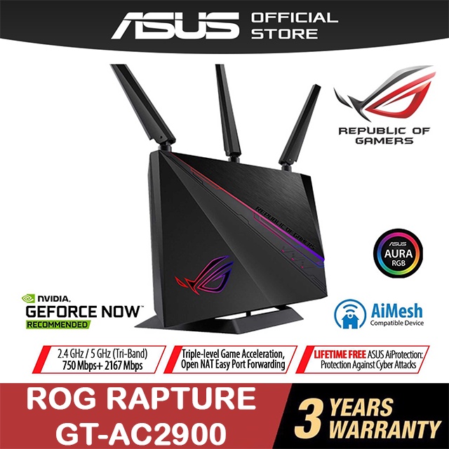 Asus ROG Rapture GT-AC2900 Dual Band Gigabit Wifi Gaming Router with ...