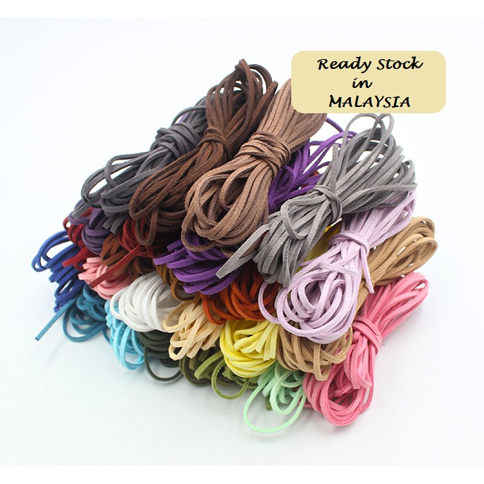 (1 meter) 2.6mm Flat Faux Suede Cord String DIY Craft /Gold Rope ...
