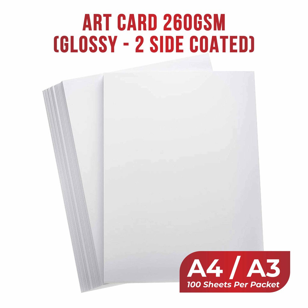 PROMO A4 A3 100PCS - ART CARD 260GSM / KERTAS KAD - Digital/ Laser ...