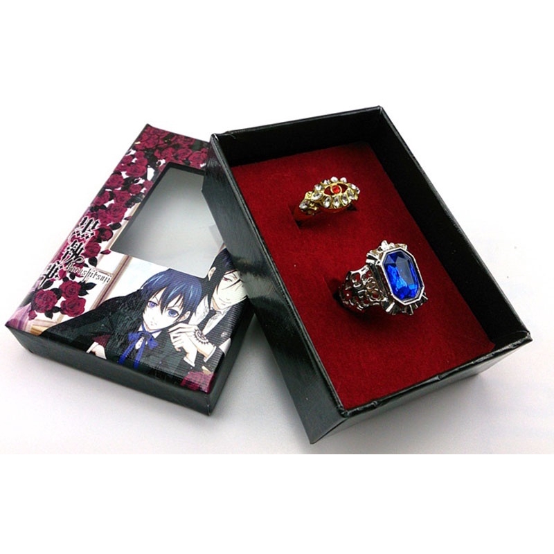 Anime Black Butler Ciel Phantomhive Ring Alloy Sapphire Eagle Logo ...