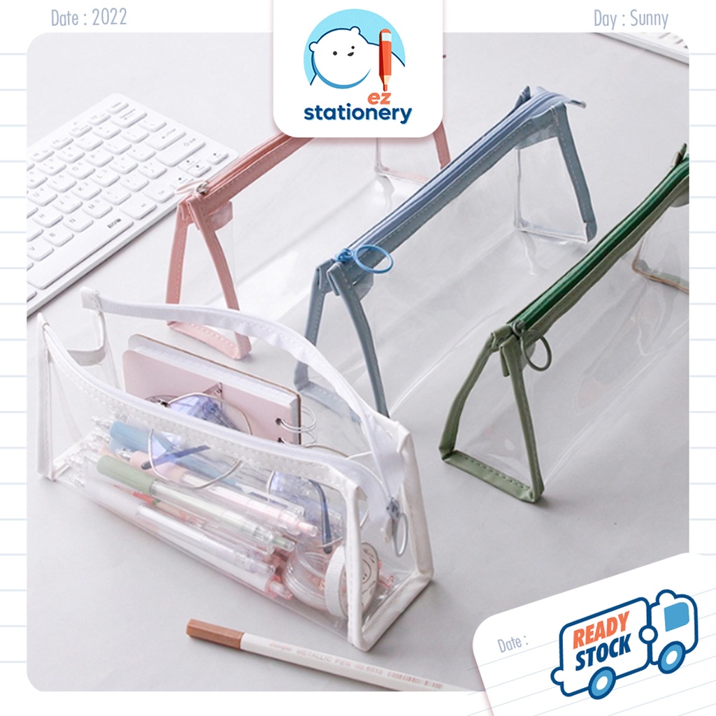 🇲🇾 Ready Stock Large Capacity Transparent PVC Pencil Case Student ...
