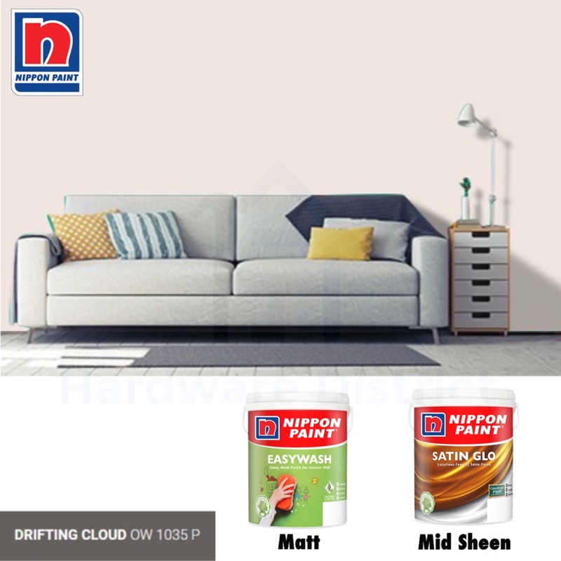 NIPPON PAINT OW 1035P Drifting Cloud | Easywash | Satin Glo | 1 Litre | Interior Paint | Wall ...