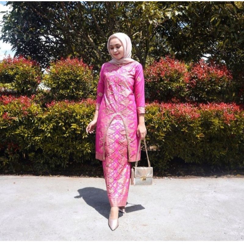 Palembang pink songket Couple/songket set/Kurung u/Lasem palembang ...