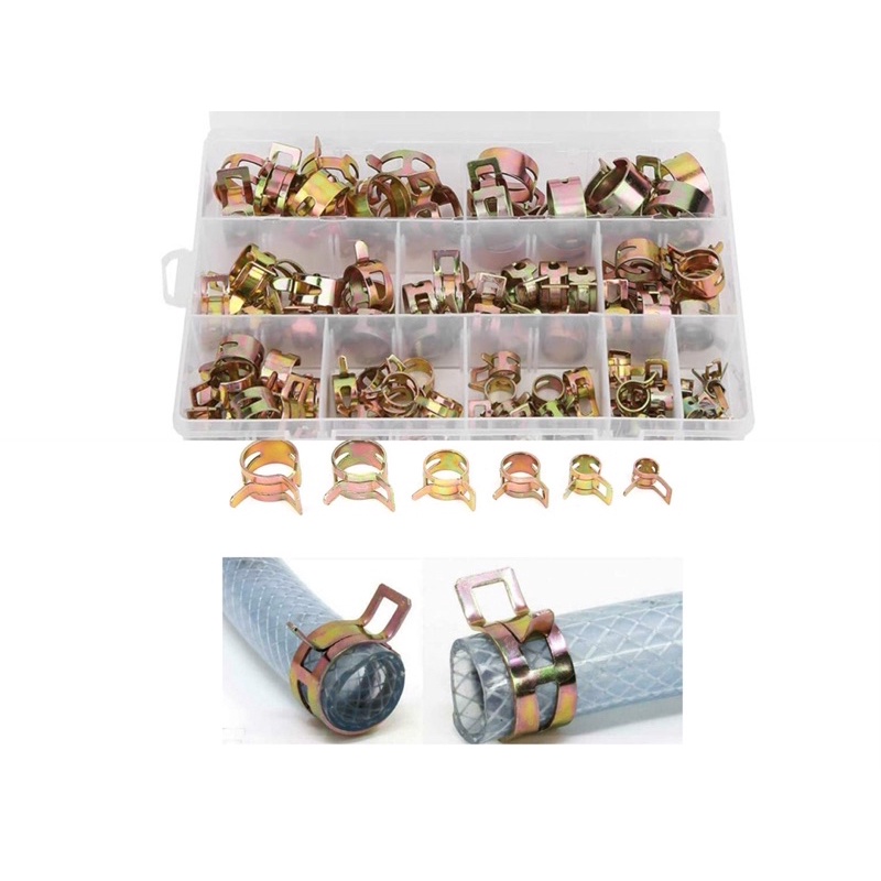 🌟100pcs🌟6-22mm hose clip hose clamp spring clip paip klip pipe clamp ...