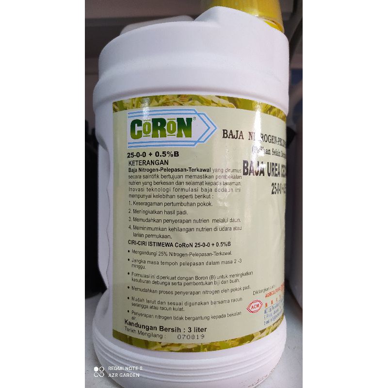 CORON Baja Urea Cecair N 25% + 0.5 % Boron 3L ACM | Shopee Malaysia