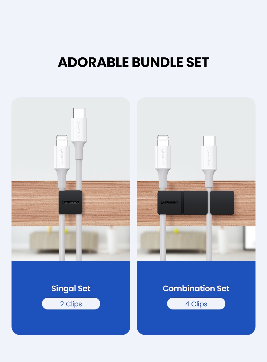 UGREEN Cable Clips Organizer Silicone USB Cable Winder Flexible Cable ...