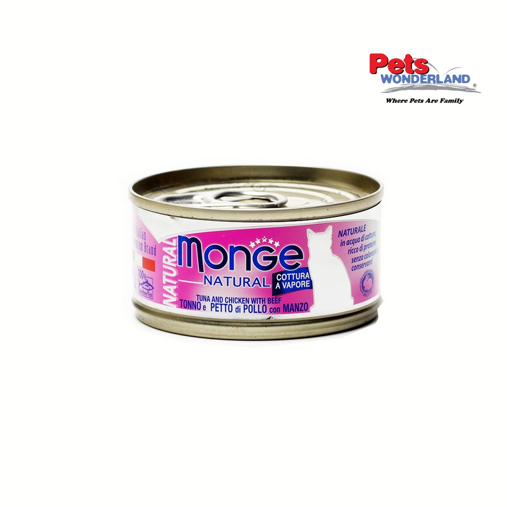 MONGE Can Food - Natural Tuna & Chicken with Beef (80g) | Shopee Malaysia