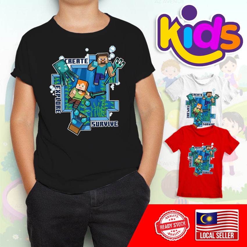 MINECRAFT Games Kids 100% Cotton Budak Budak Kanak Baju T-Shirt T Shirt ...