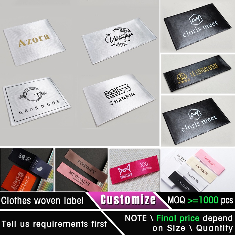 woven label customize clothing tag collar label print cotton trademark ...