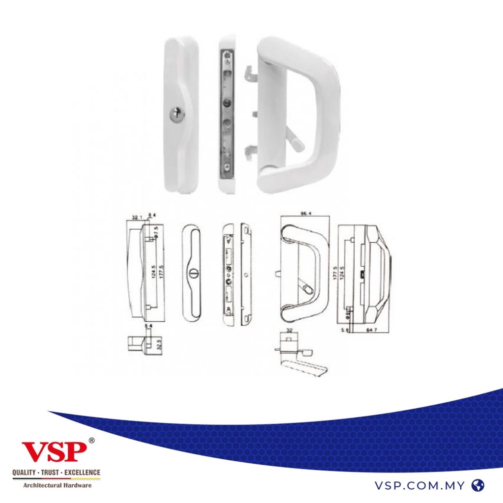 VSP-600VS-SD-3 Sliding Door Lock Single with Key / without Key | Shopee ...