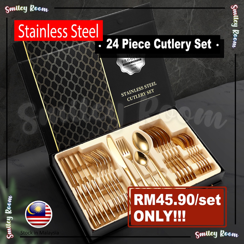 [Ready Stock] Stainless Steel 24 Piece Cutlery Set European-Style ...