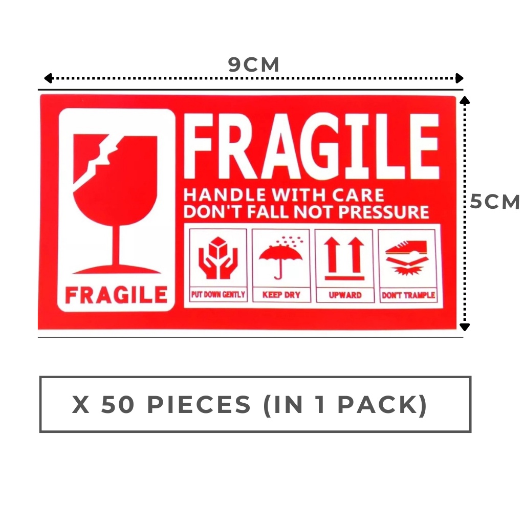 10/20/50Pcs Fragile Sticker Stickers Tape Pelekat Handle with Care ...