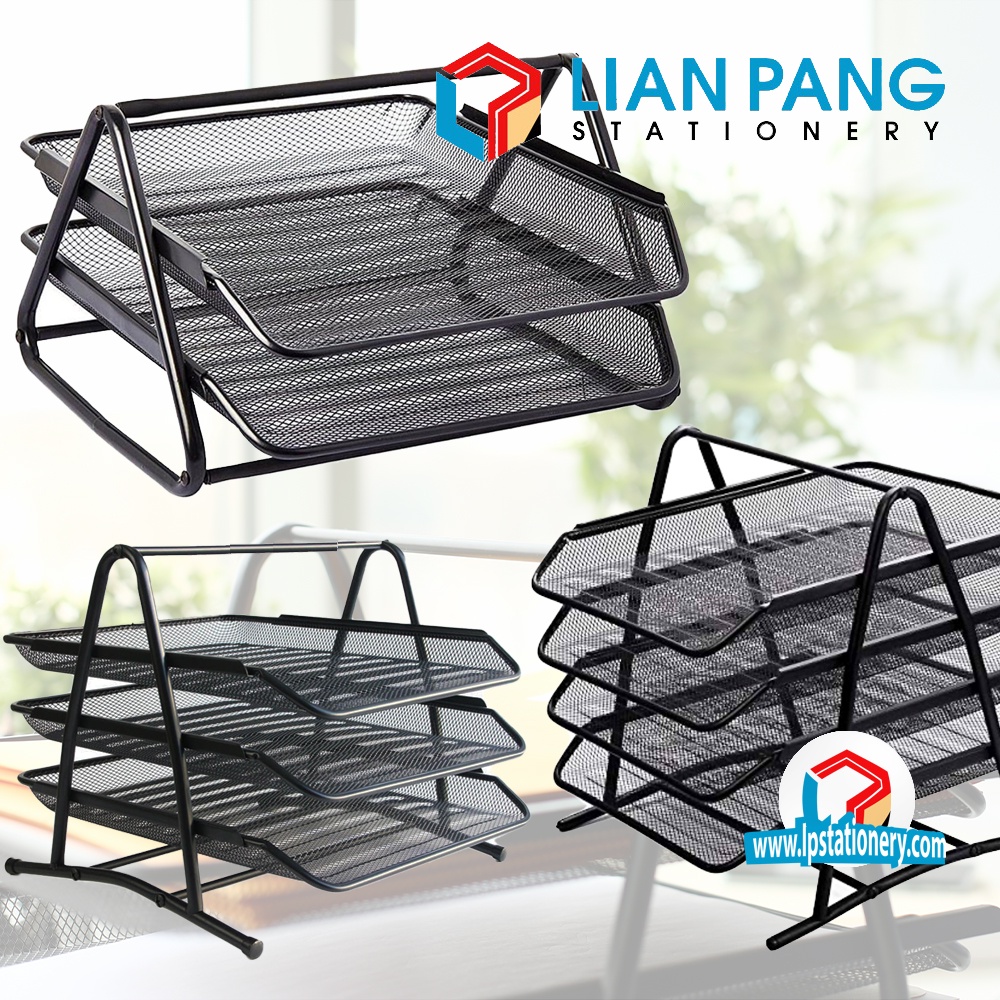 Metal Desk Document Tray A4 Paper File Organization Black/Silver ...