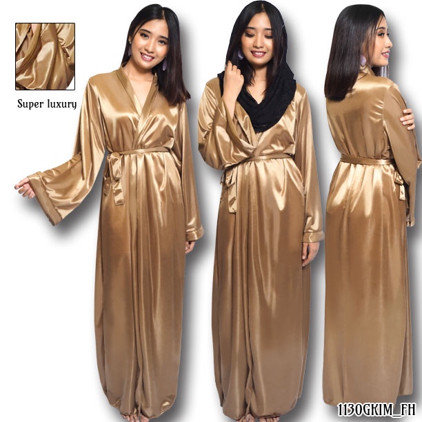 Gkim gold satin long kimono all sizes | Shopee Malaysia