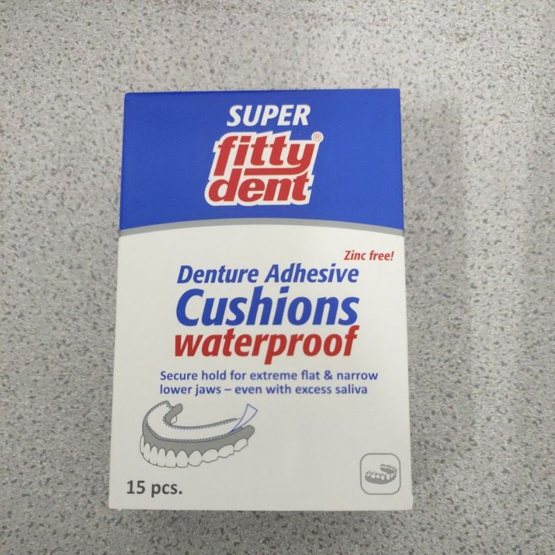 fitty dent super denture adhesive cushion waterproof zinc free 15pcs ...
