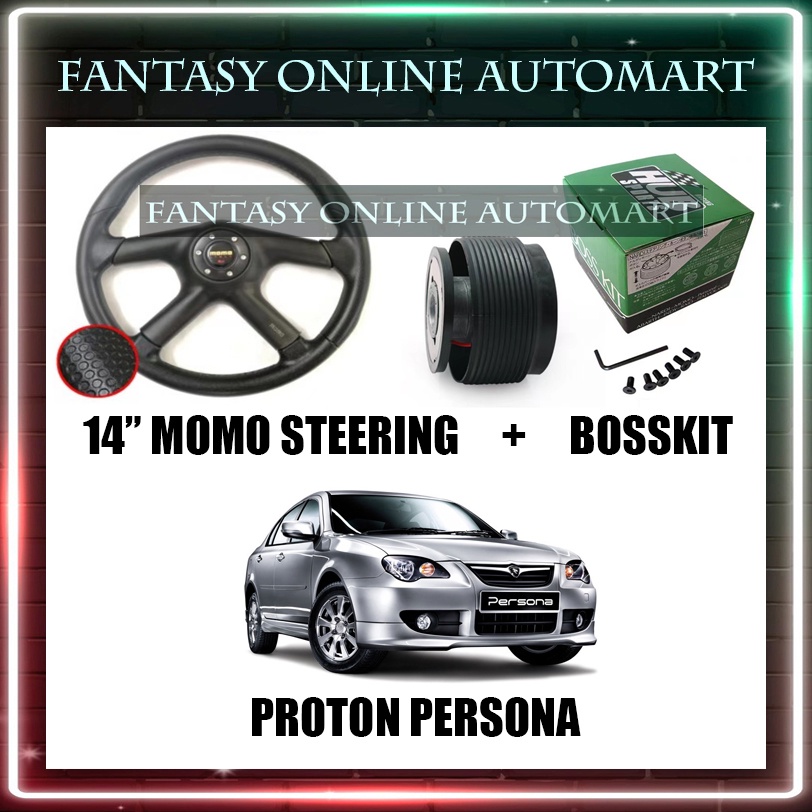 PROTON PERSONA 14'' MOMO STEERING WHEEL 4 KAKI WITH BOSSKIT SET ...