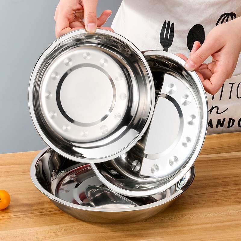 Thick Stainless Steel Deep Plate / Food Plate / Kitchenware | Shopee ...