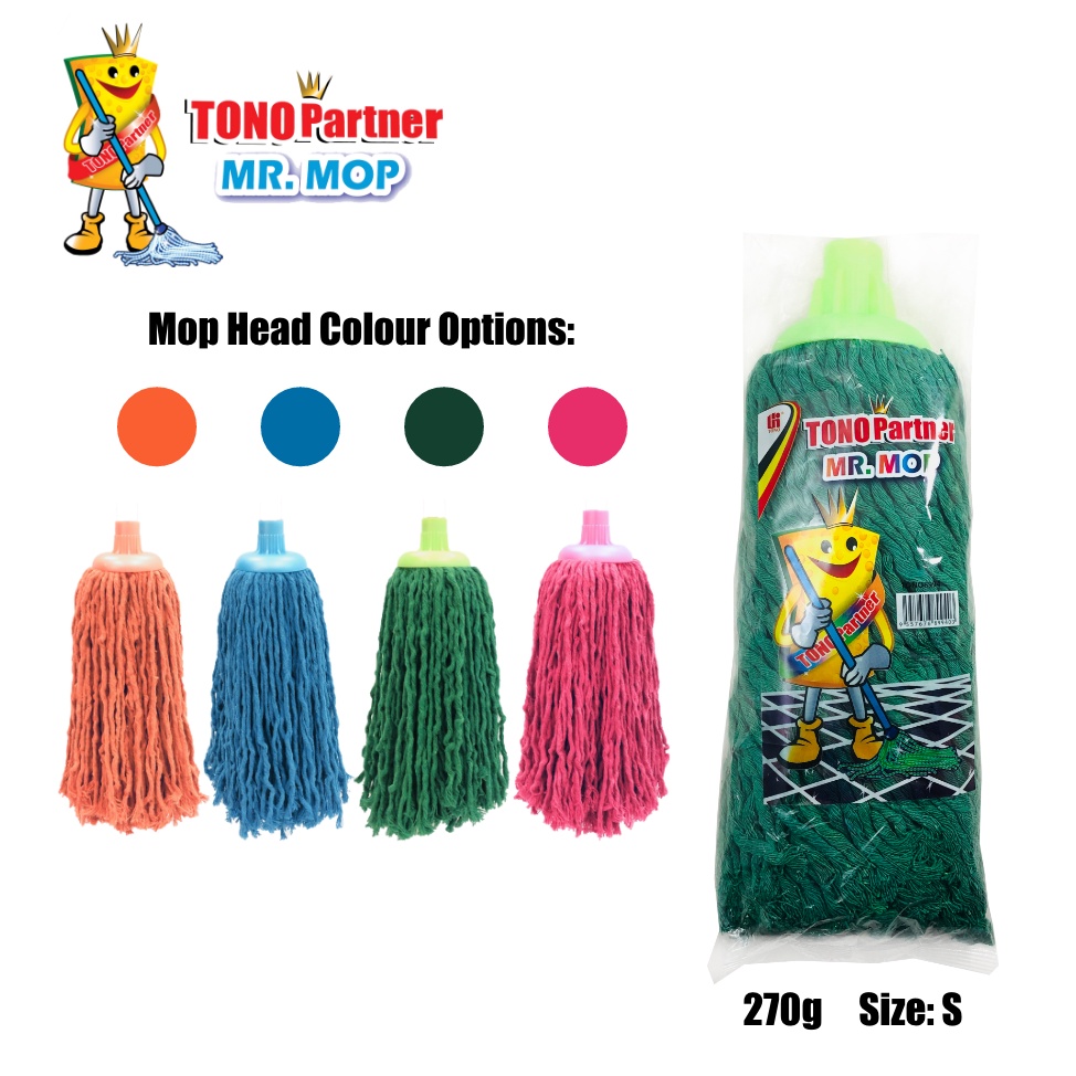Mr Mop Cotton Fabric Colour Mop Head Only, Super Absorbent Warna Mop ...