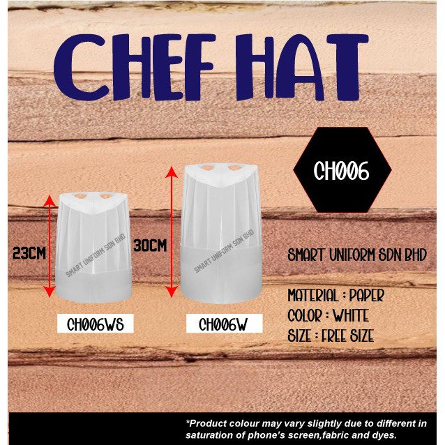 Chef Hat Disposable CH 006/7 Smart Uniform | Shopee Malaysia