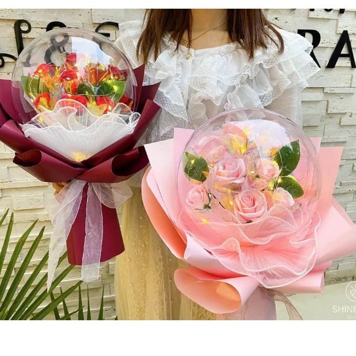 5pcs Acrylic Bobo Round & Heart Shape Rabbit Ear Flower Headband ...