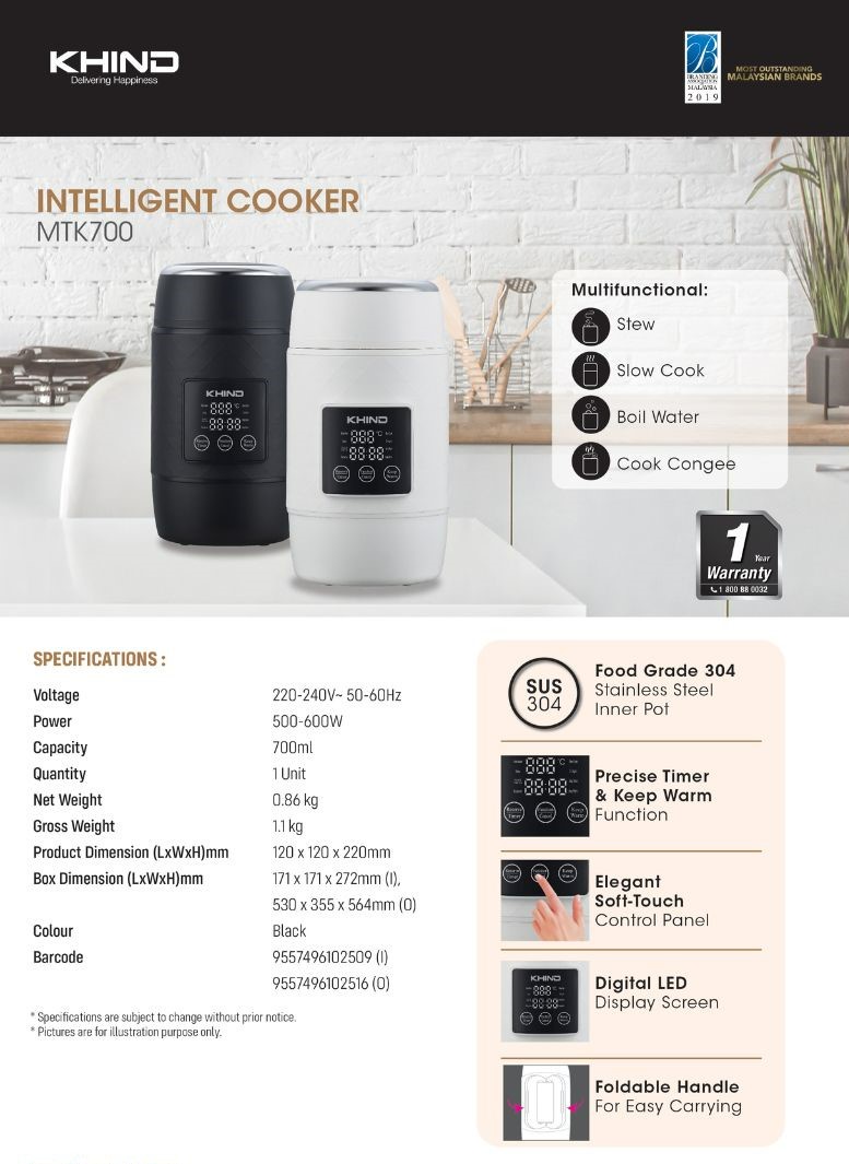 Khind Intelligent Cooker (0.7L) MTK700 | Shopee Malaysia
