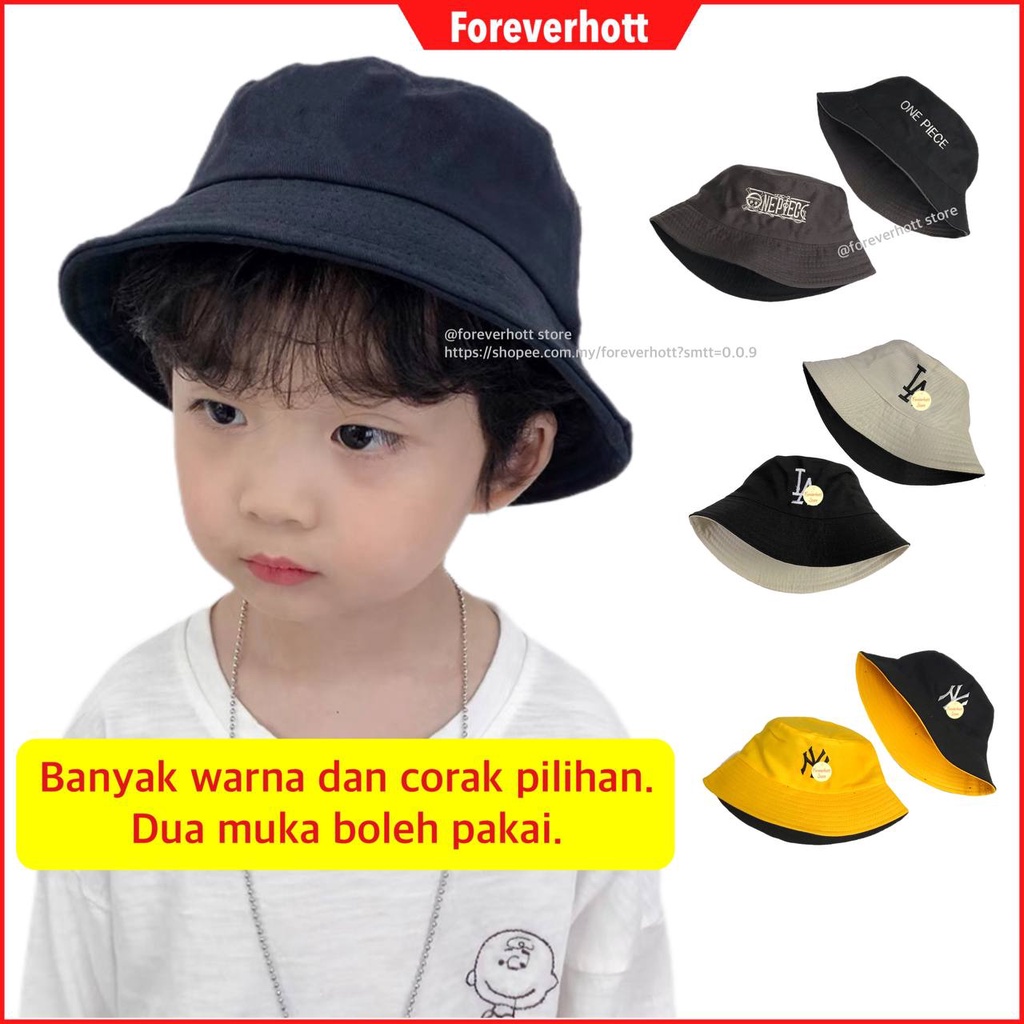 Topi Budak Kid Bucket Hat Cap for Kids Sun Hats Fisherman Hats Unisex ...