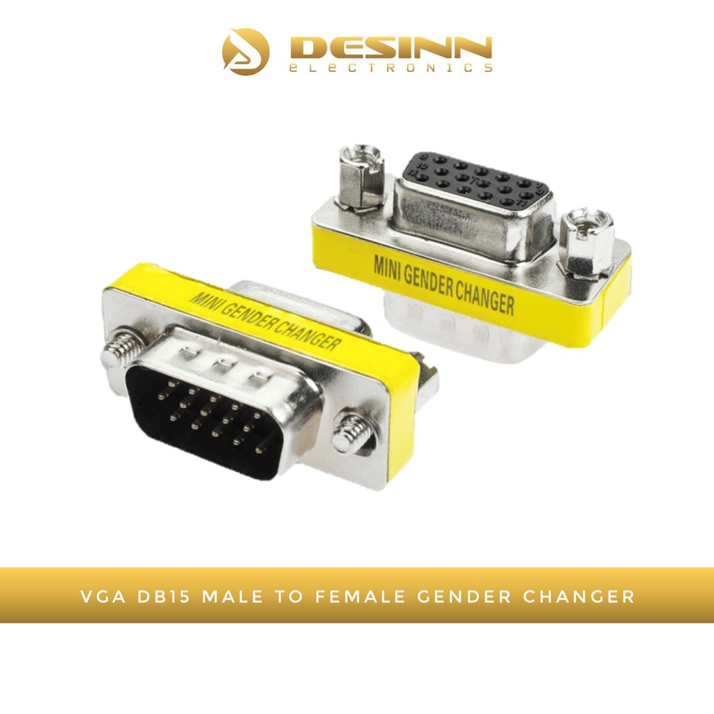 Desinn HD15 VGA SVGA Adapter Male to Female Coupler Gender Changer 15 ...