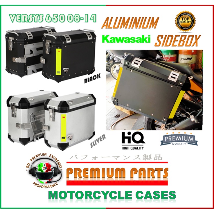 KAWASAKI VERSYS 650 08 - 14 FULL ALUMINIUM SIDE BOX HIGH QUALITY WATER ...