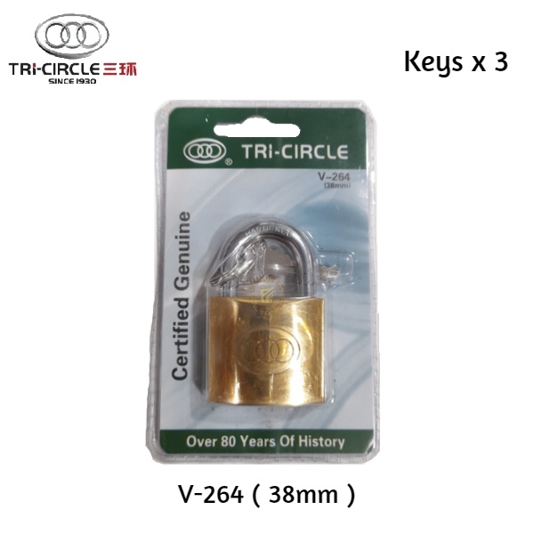 Tri-circle Brass Padlock [ V-261 - V-265 ] | Shopee Malaysia