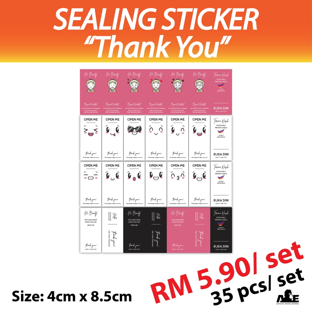 Thank You Sticker | Box Sealing Label | 感谢贴纸 | Terima Kasih Stiker ...
