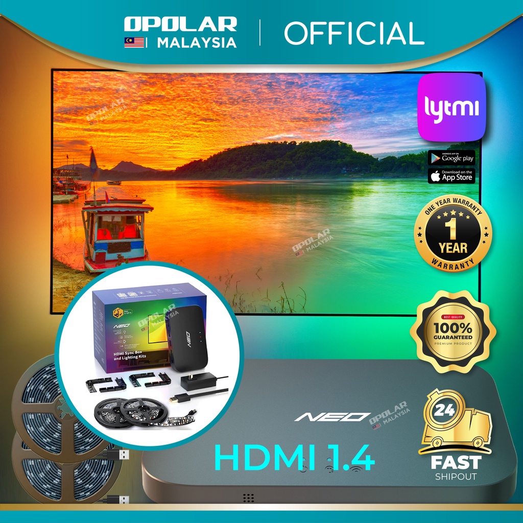 Lytmi Neo Immersion TV LED HDMI 1.4 UK Adaptor Backlights with Sync Box ...