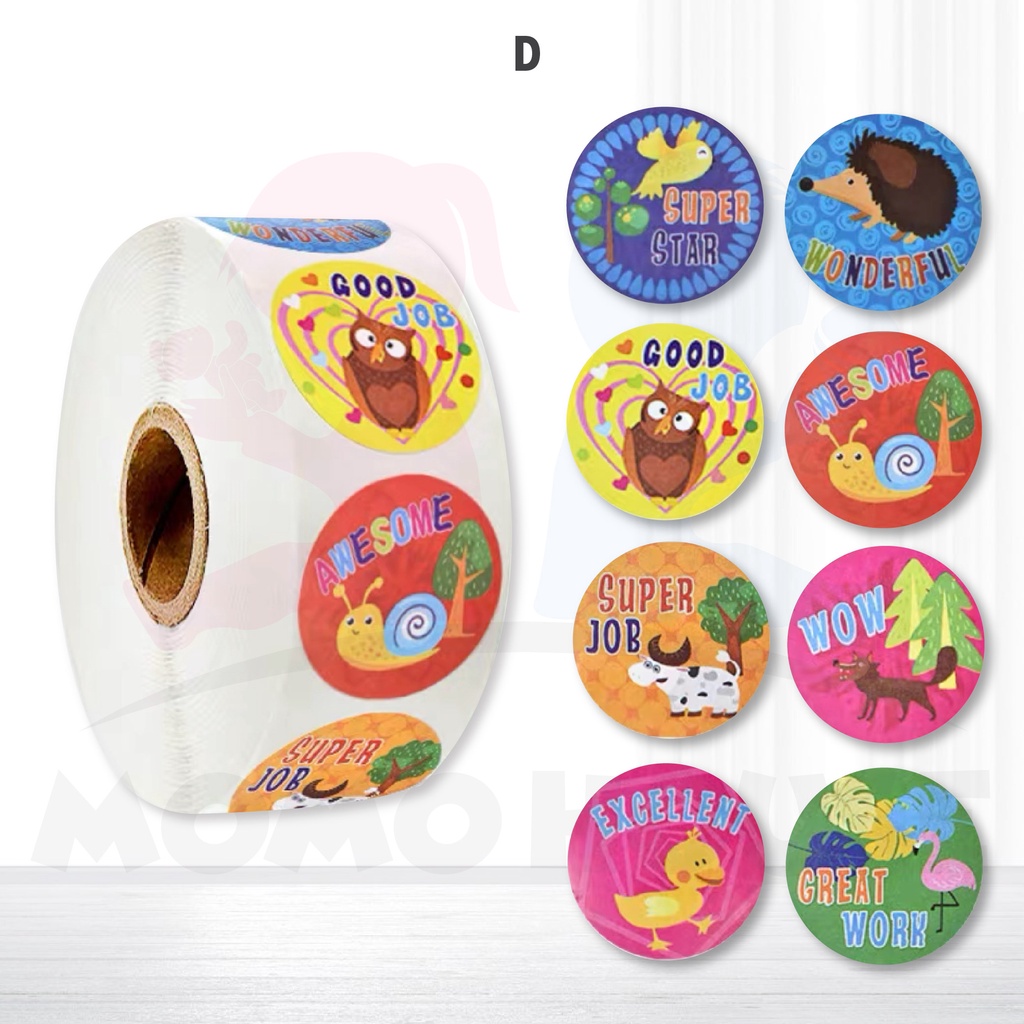 500pcs/roll Round Sticker Labels Roll Reward Stickers Encouragement ...