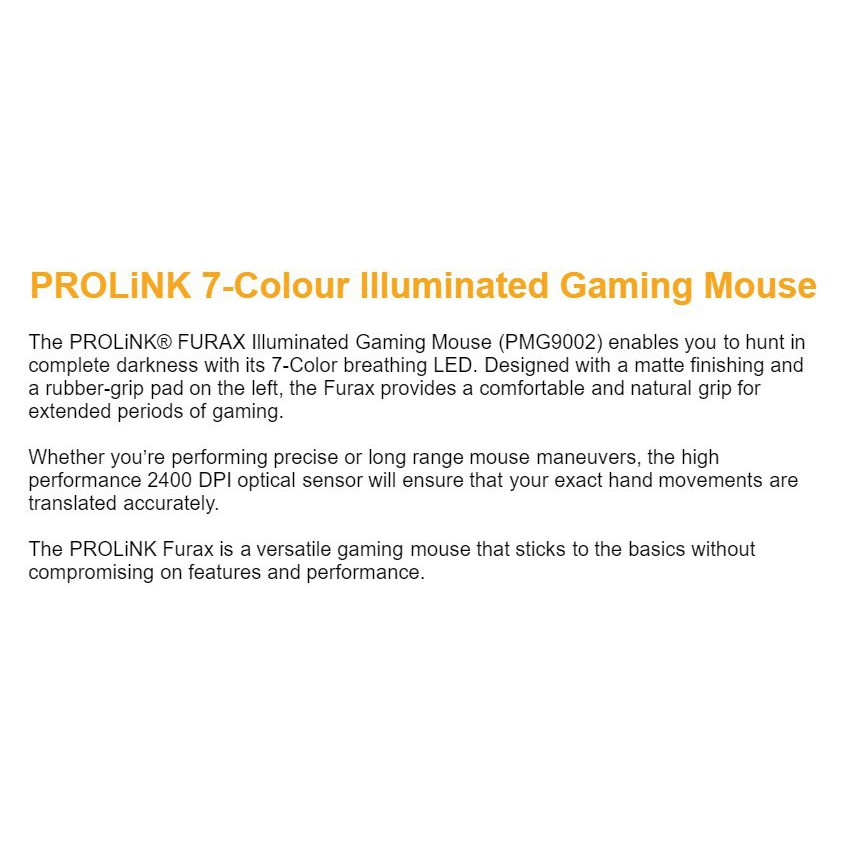 PROLiNK PMG9002 FURAX 7-Colour Illuminated Gaming Mouse twz3 | Shopee ...