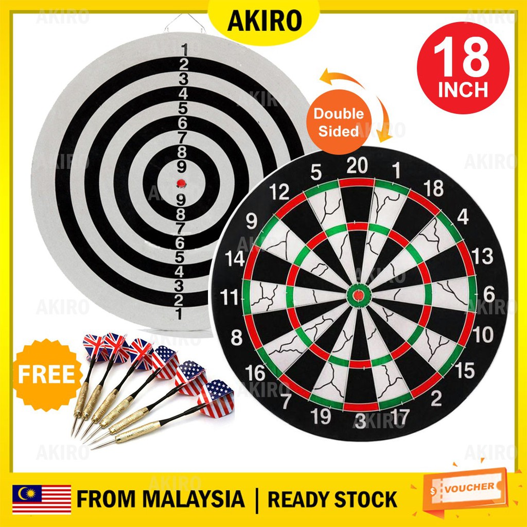 AKIRO Professional Double-sided 18 inches Dart Board Sport Game with ...