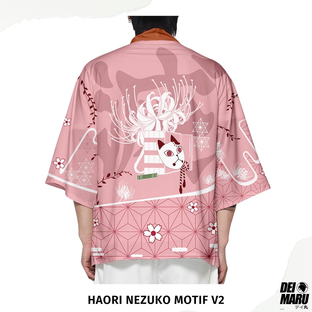 Japanese Costume Outer Kimono Unisex Haori Nezuko Motif V2 Outer ...