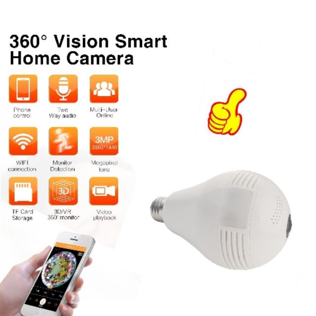 Spy Camera Bulb HD 1080P 360 ° Wifi Camera Wireless IP Camera Lamp ...