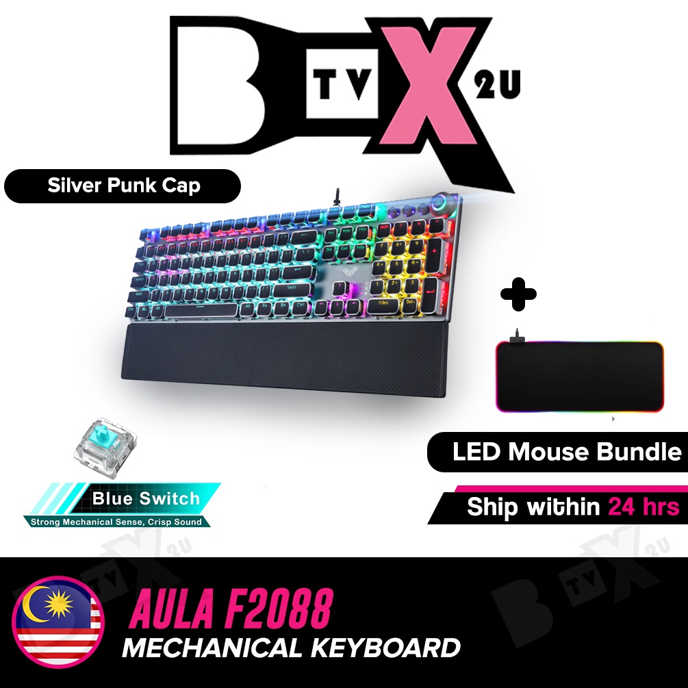AULA F2088 True Mechanical Gaming Keyboard wrist rest Multimedia Knob ...