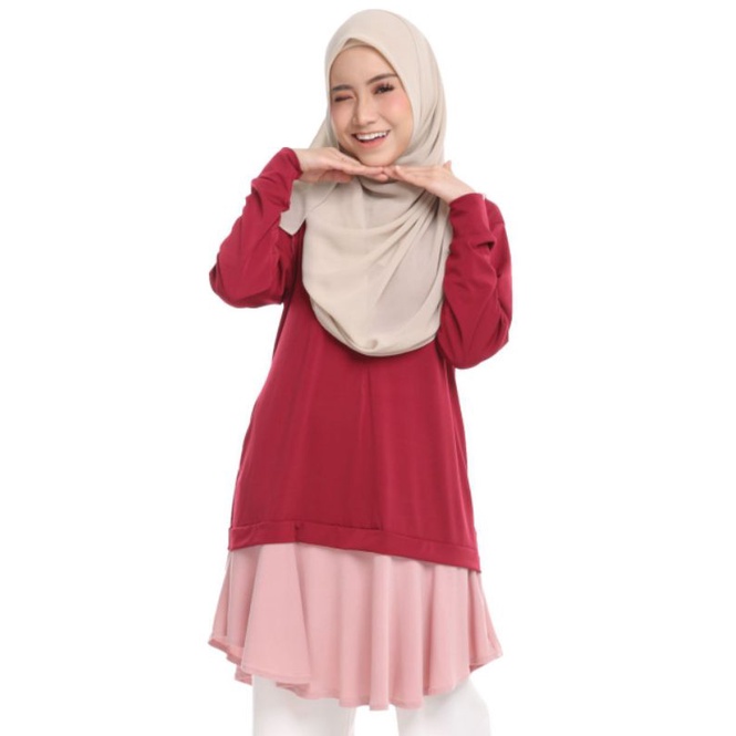 Blouse Mini Skirt Labuh Ironless Cutting Loose Tak perlu gosok Blouse ...