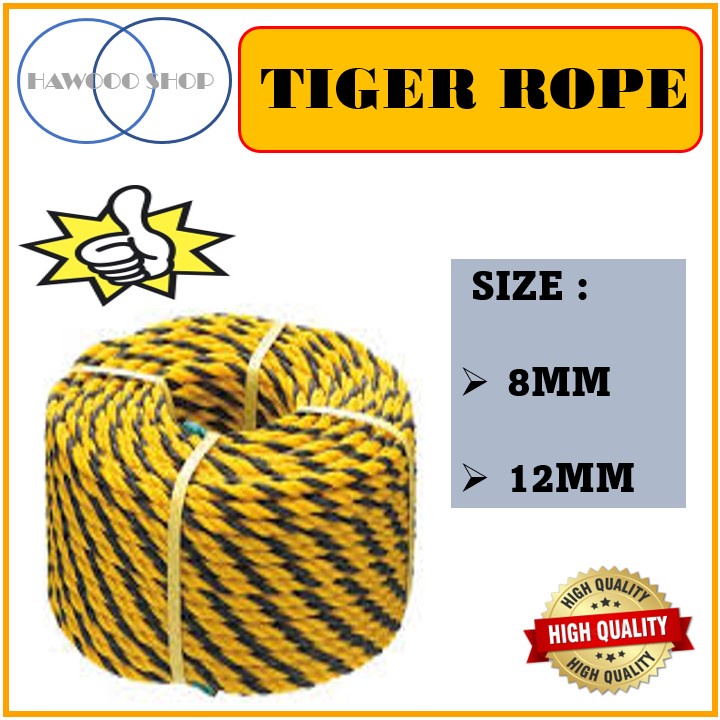【1Meter】 8mm & 12mm Tiger Rope PP ROPE /Tiger color Tali PP Harimau ...