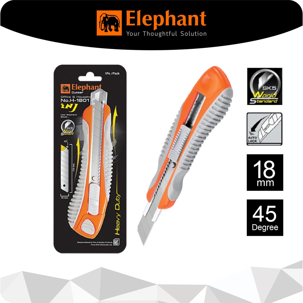 Elephant Heavy Duty Cutter Knife No.H-1801 45 Degree 18mm | Shopee Malaysia