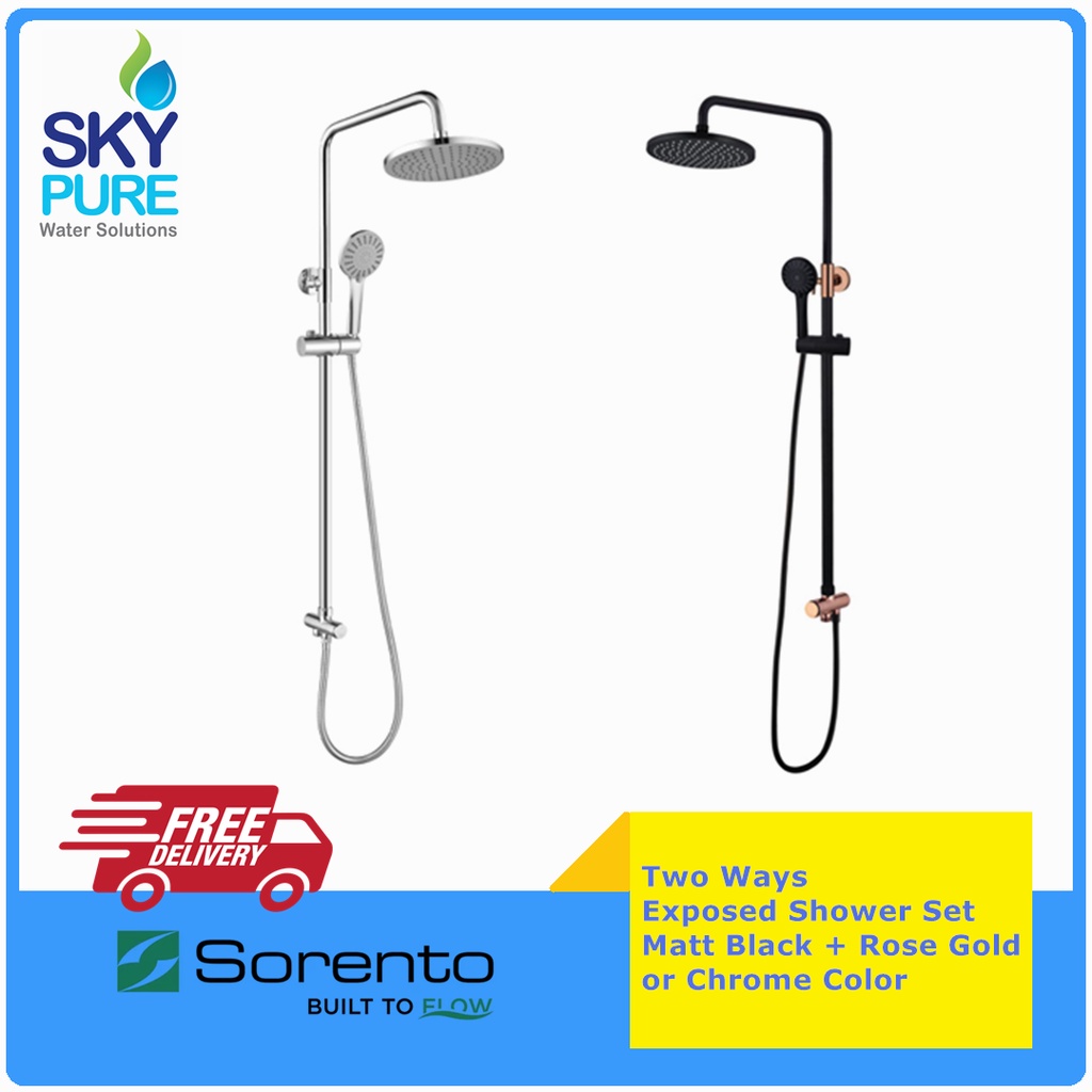 SORENTO 2 Ways Exposed Shower Set Matt Black Rose Gold for Instant ...