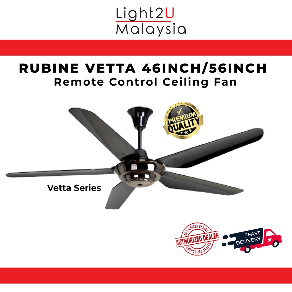 RUBINE Vetta 46INCH/56INCH Remote Control Ceiling Fan GunMental Remote Ceiling Fan | Shopee Malaysia