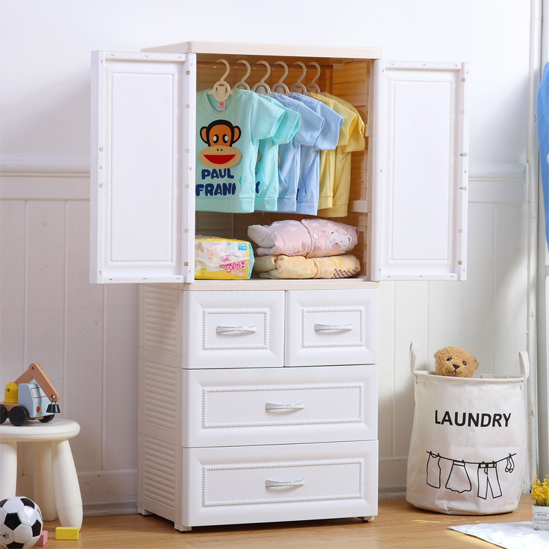 Double-Door Storage Cabinet Children's Wardrobe Drawer Baby Locker ...