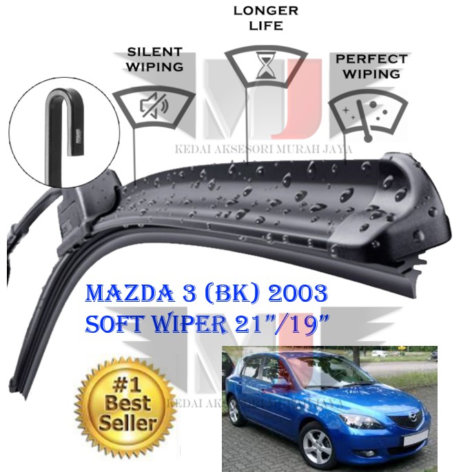 Mazda 3 (BK) 2003 100?r Wiper Soft Rubber Wipers Blade Compatible With ...