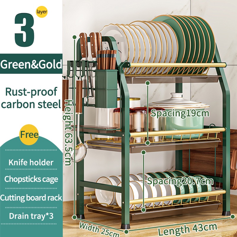 Dish Rack Kitchen Rack Stainless Steel Rak Piggan Rak Dapur Dish ...