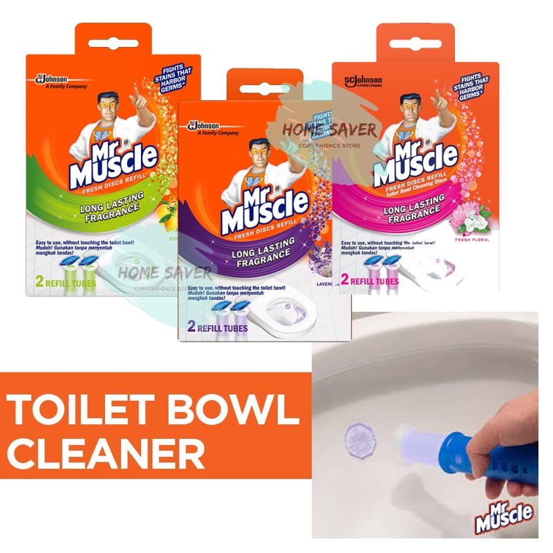 Mr Muscle Fresh Disc Refill 2 Refill Tubes/Starter Kit 6 tube Bathroom ...