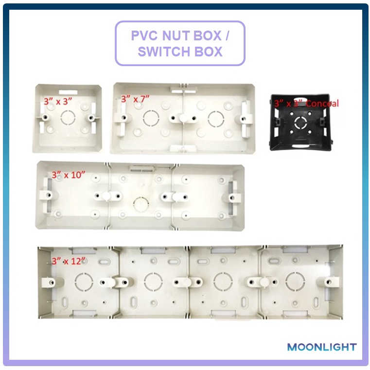 PVC Nut Box Surface for Switch Socket Base Box 3 x 3 / 3 x 7 / 3 x 10 / ...