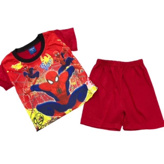 Boy Spiderman Tshirts & Shorts Pants Set Baju Seluar Budak Cartoons ...