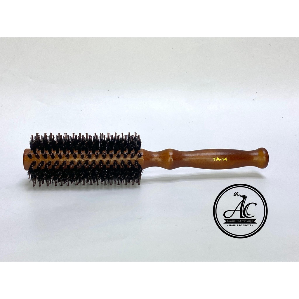 Wooden Rolling Comb Hair Brush Hair Comb Anti-Static Round Comb Blower ...